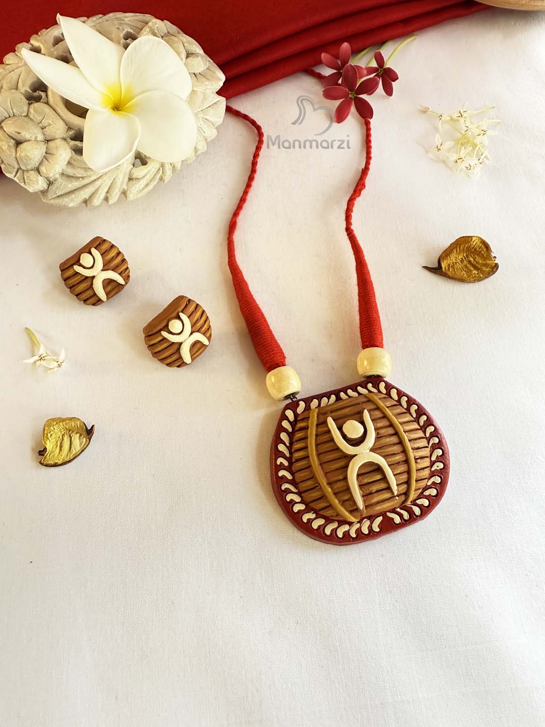 Subh- Handmade Swastik Terracotta Jewellery Set & Earstud | Manmarzi